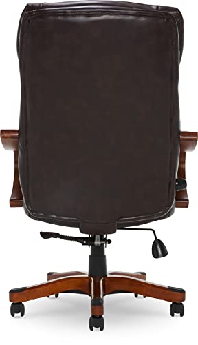 Serta Big and Tall Executive Office Chair with Upgraded Wood Accents, Win-Win Biscuit Bonded Leather