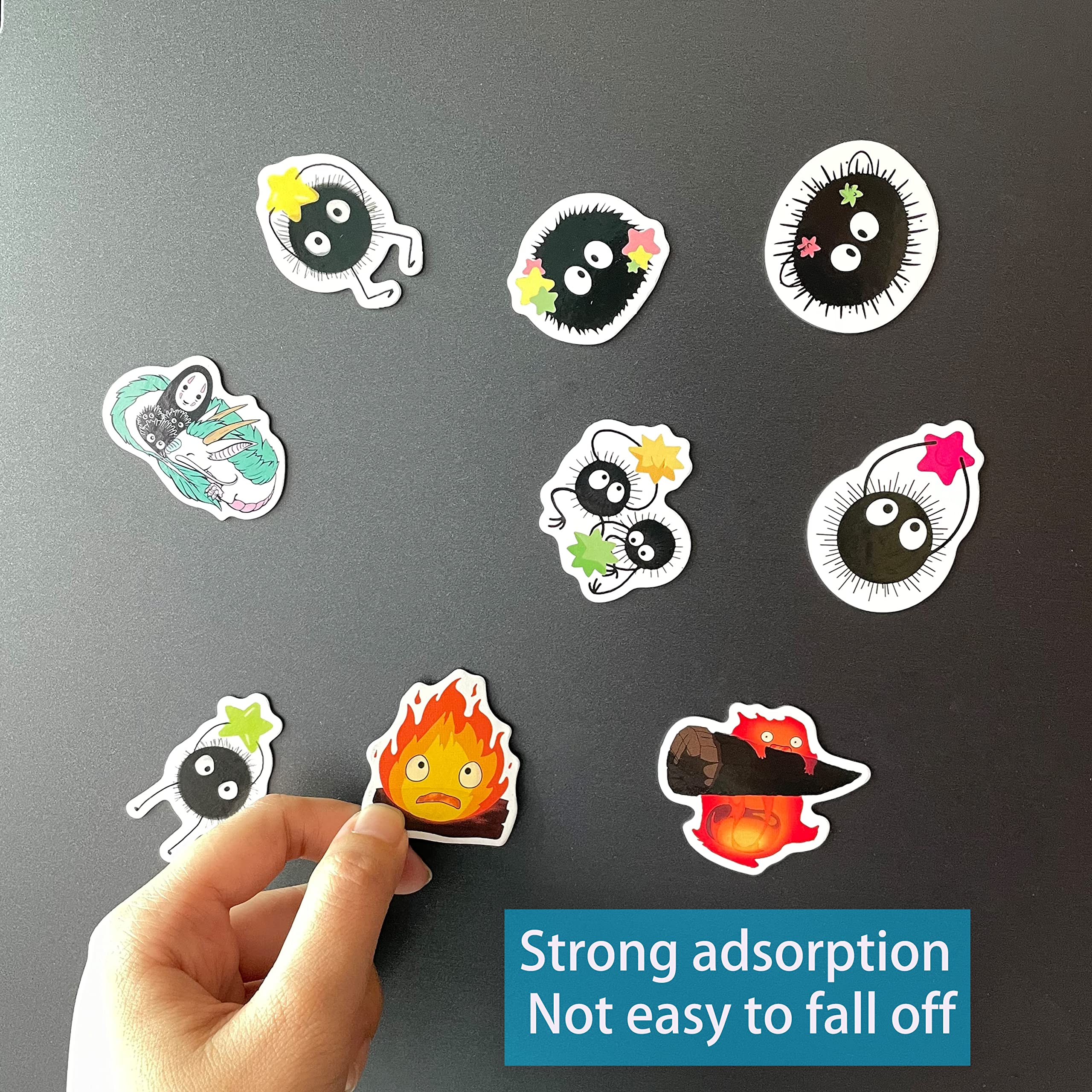 Pounchi Soot Sprites Fridge Magnet (9 Pack) Anime Magnet Bumper Office Cabinets Decoration Fridge Metal Magnet Flexible Reusable Magnetic Vinyl