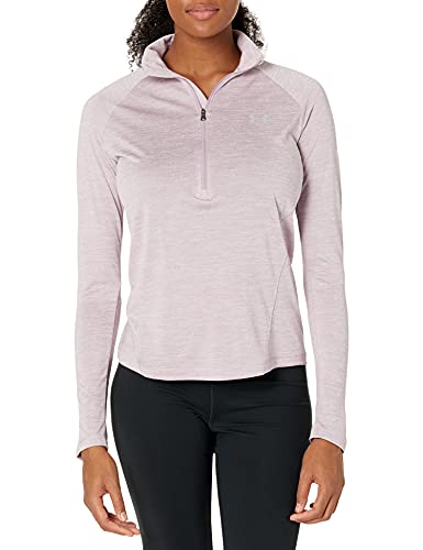 Under Armour Women's Tech Twist ½ Zip Long-Sleeve Pullover, Mauve Pink (698)/Metallic Silver, Medium