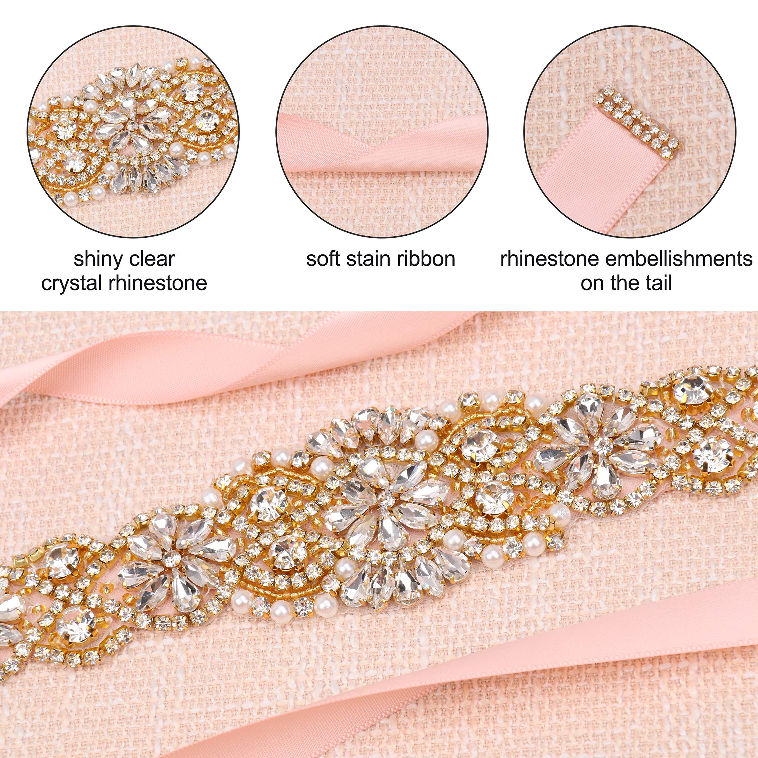 Tendaisy Women's Clear Crystal Rhinestone Sash Wedding Belt for Bridal Gowns(Silver-Black)