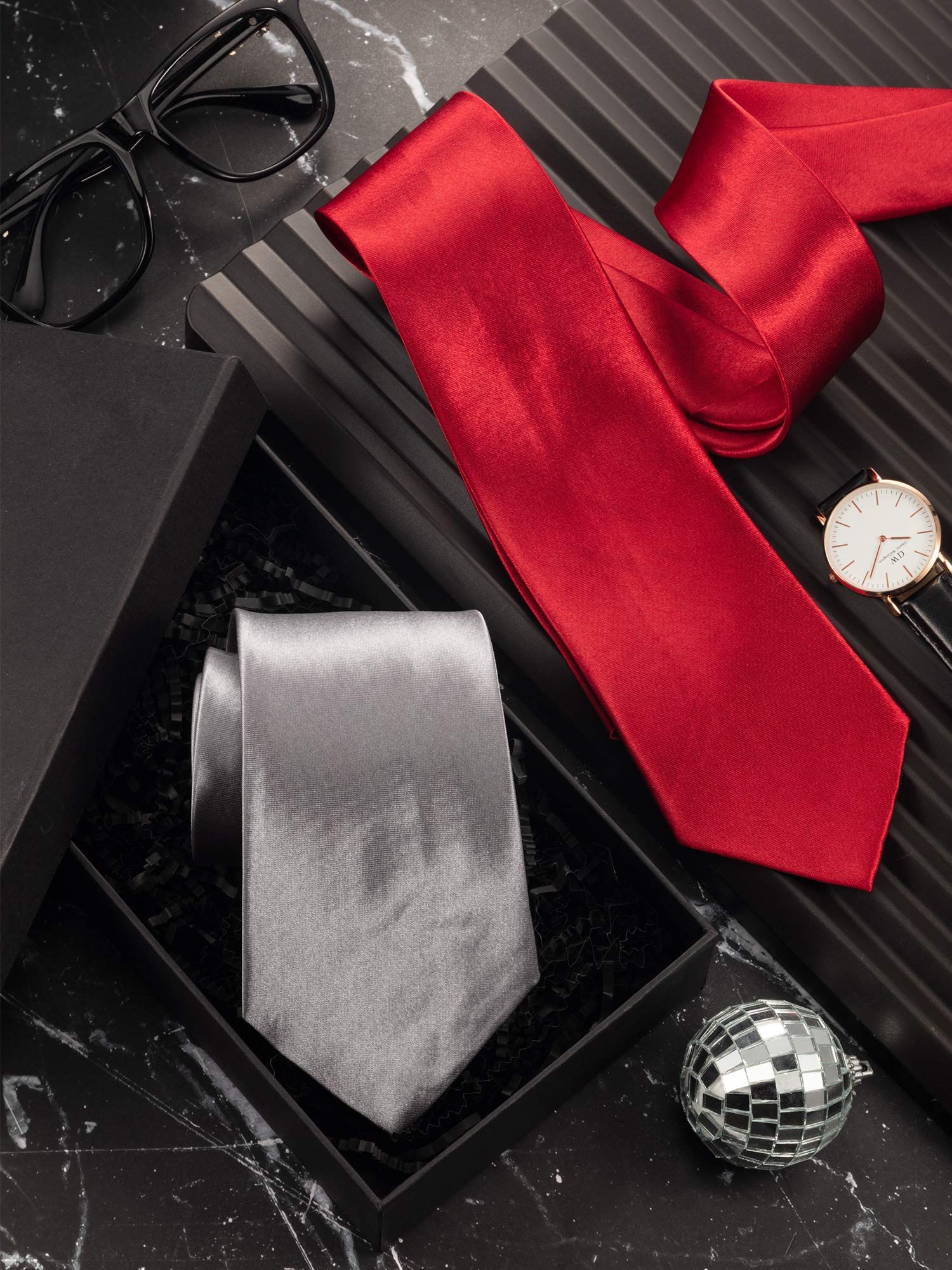 SATINIOR 9 Pieces Men's Slim Tie Skinny Necktie Solid Color Tie Retro Classic 3 Inches Skinny Ties, Multicoloured, One Size