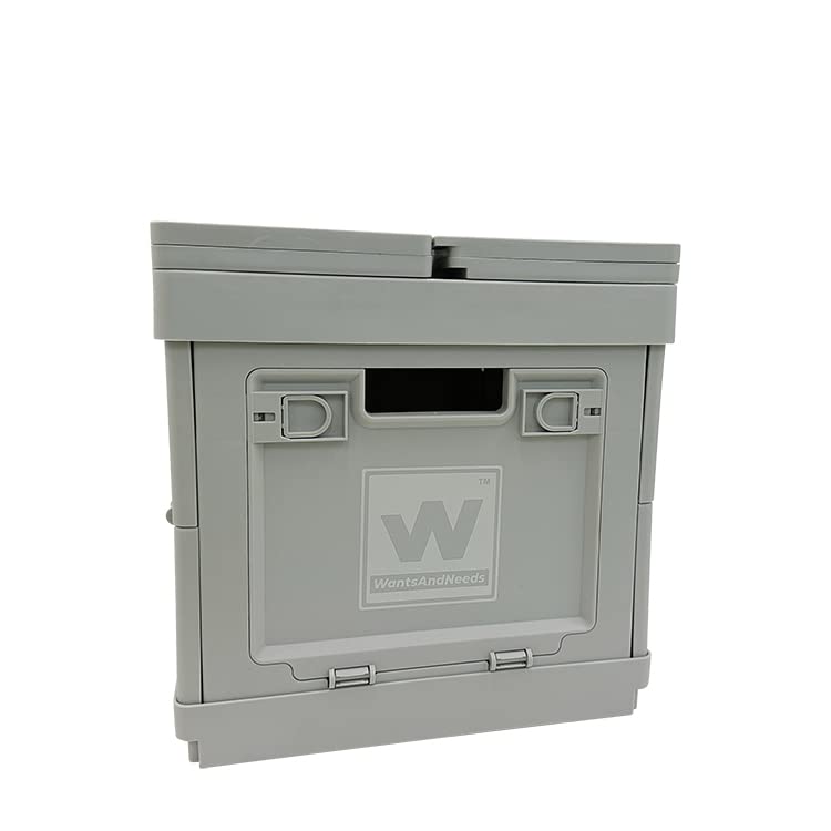 W WANTSANDNEEDS Folding Storage Bin – Collapsible Foldable Storage Bin with Lid – 2-in-1 Portable Plastic Bin with Folding Table – Storage Tote for Camping, Picnic, Outdoor Activities, Tailgating