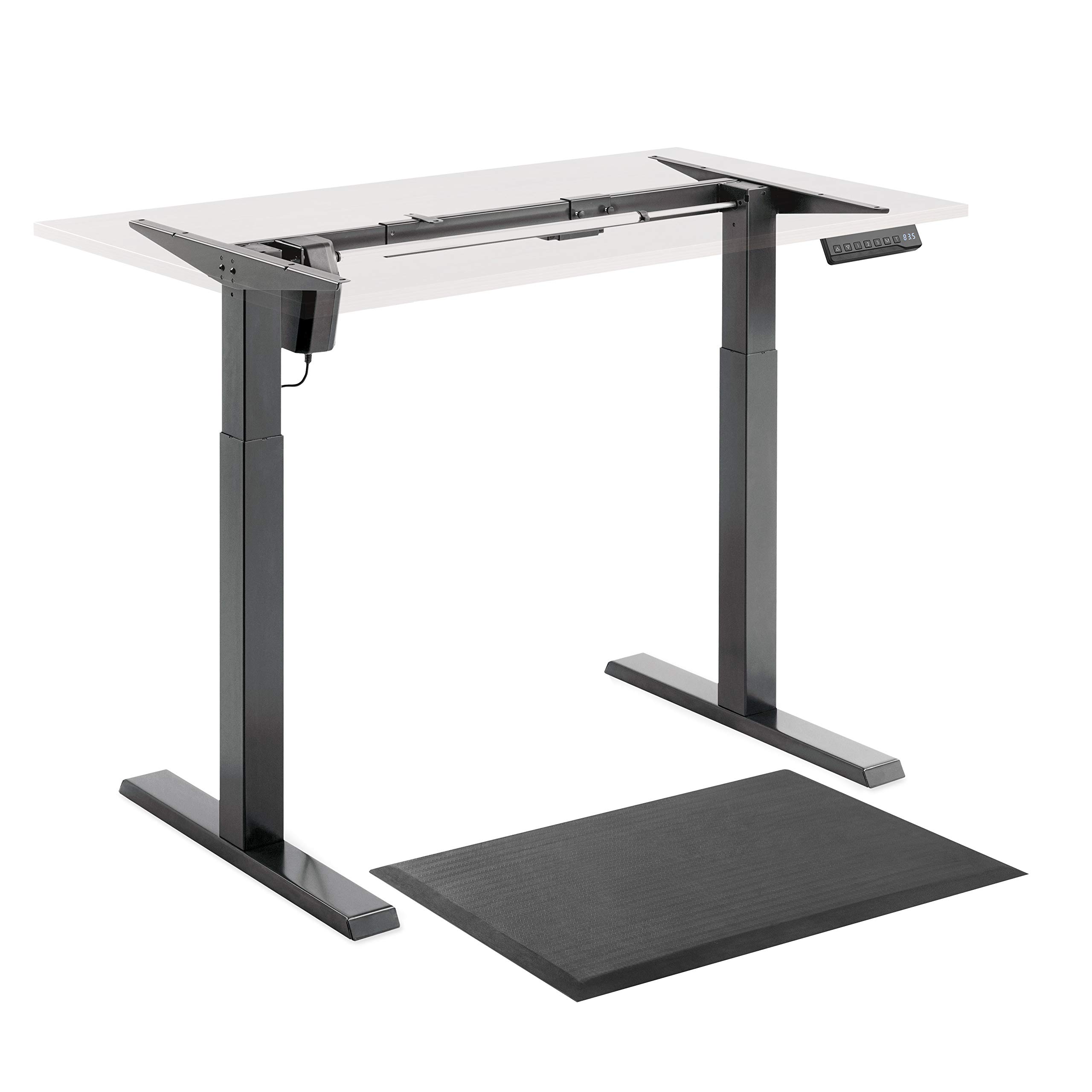 Standing Desk Frame Standing Desk Legs Electric Sit Stand Desk Frame Adjustable Motorized Stand Up Table Base with Anti Fatigue Mat and One Touch Controller for Work Home Office Computer Workstation