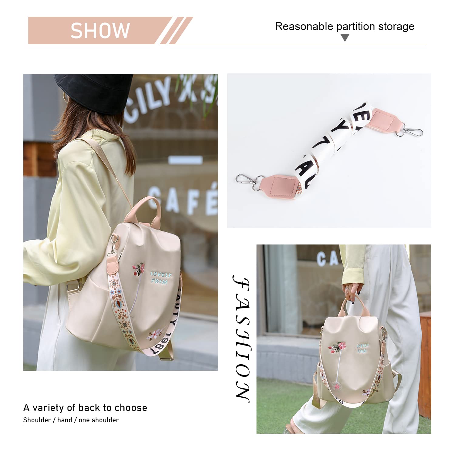 Ynport Women Anti-theft Backpack Purse Black Travel Backpack Water Resistant Shoulder Bag Handbags
