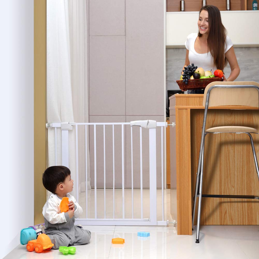 Safety Baby Gate,29.5-40.5 inch Auto Close Features,Luxury Extra Tall&Wide Child Gate, Heavy-Duty gate, Easy Walk-Thru pet Gate for The House, Stairs, Doorways & Hallways. (Applicable 29.5''-40.5'')