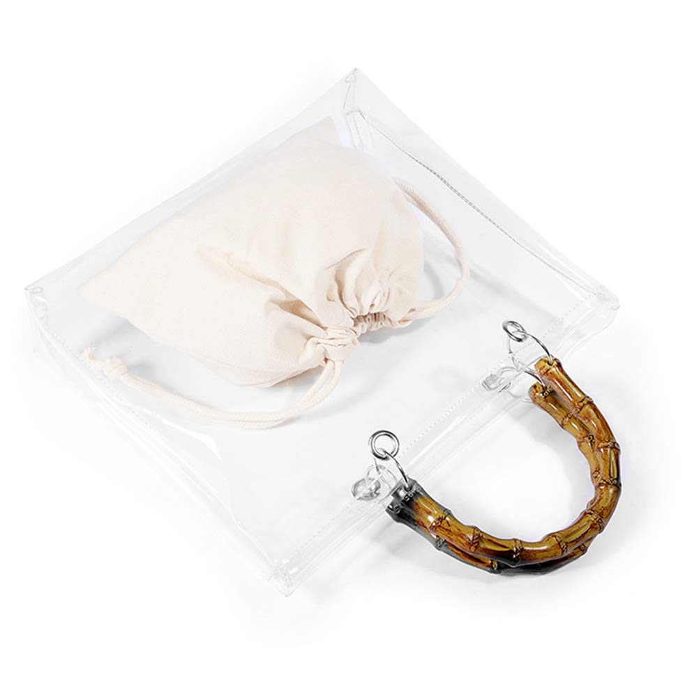 TENDYCOCO Top Handle Satchel Transparent Clutch Clear 2 in 1 Handbag PVC for Women