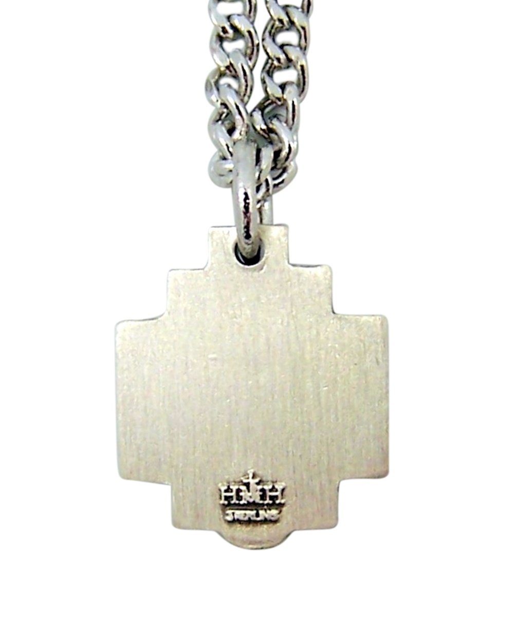 Sterling Silver Crown of Thorns Christ Head Cross Pendant, 9/16 Inch