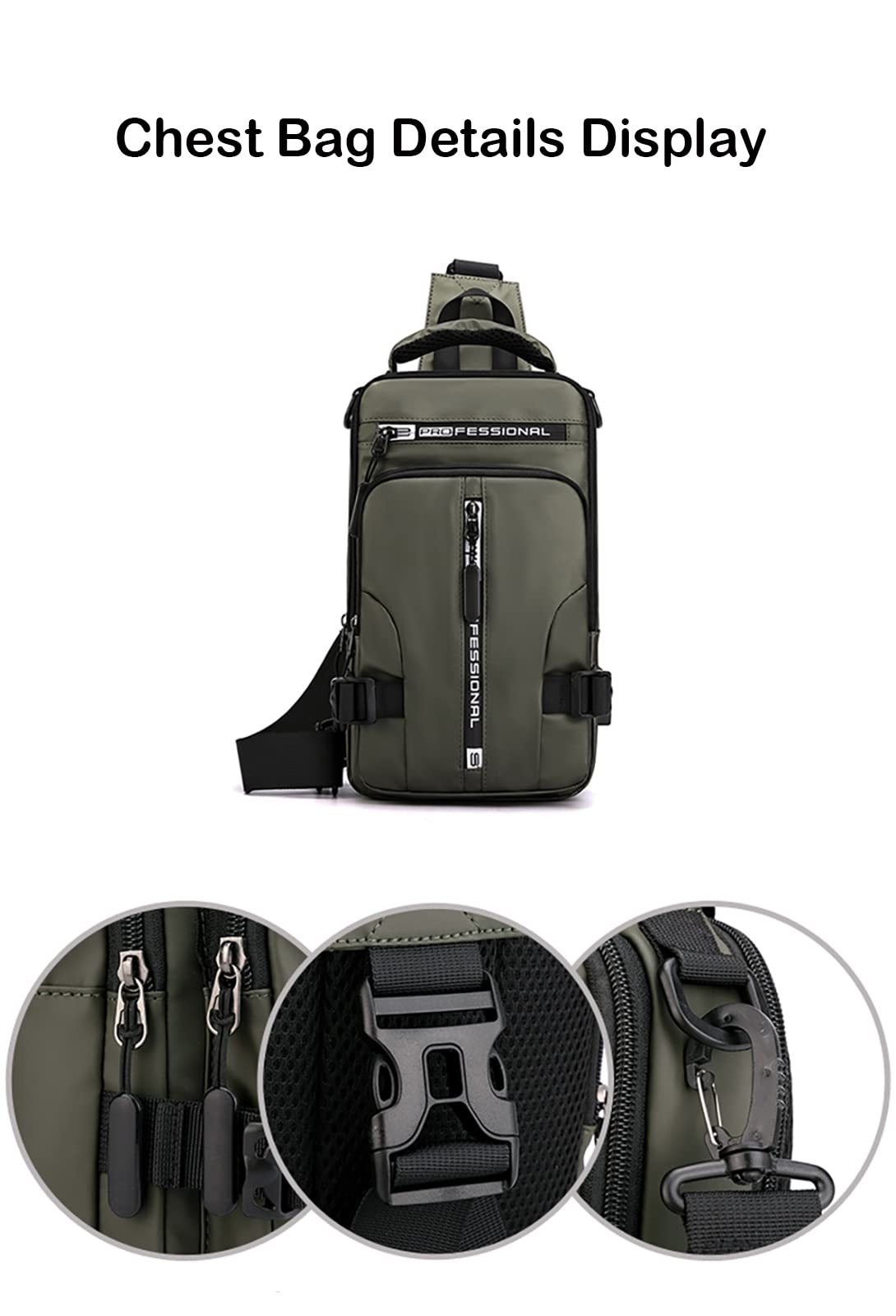 Yoanlayr Sling Backpack Crossbody Shoulder Chest Bag for Men Women Travel Hiking Daypack with USB Cable