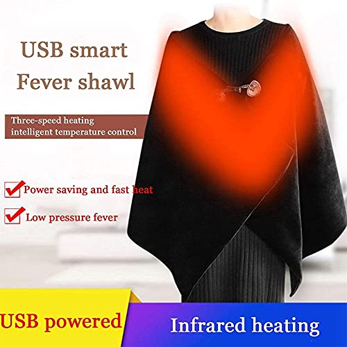 USB Electric Heated Blanket Wrap Shawl, Heated Cape, Electric Lap Flannel Blanket, with 3 Heating Settings, 35℃-60℃, for car, Office, Family Travel, Machine Washable