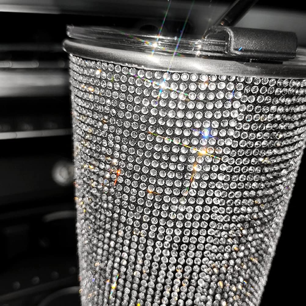 Zcargel Bling Drink Coffee Mug, Crystal Drink Cup 20 Oz Stainless Steel Straw Coffee Cup Travel Mug Leak-proof Insulated Coffee Mug With Straw Water Cup Straight Cup For Home Office