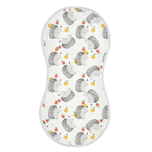 vvfelixl Baby Burp Cloths Hedgehog Apple Baby Newborn Cotton Burping Cloths Set Baby Washcloths 4 Pack
