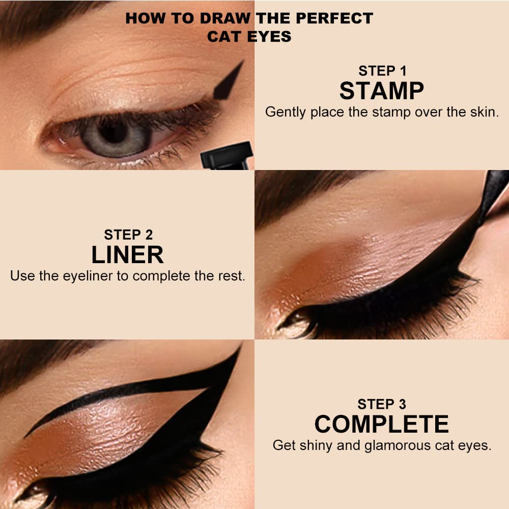 YOUNG VISION Winged Eyeliner Stamp - The Ultimate Tool for Flawless Cat-Eye Makeup, Go on Smooth, Waterproof and Long Lasting Eye Liner Pen