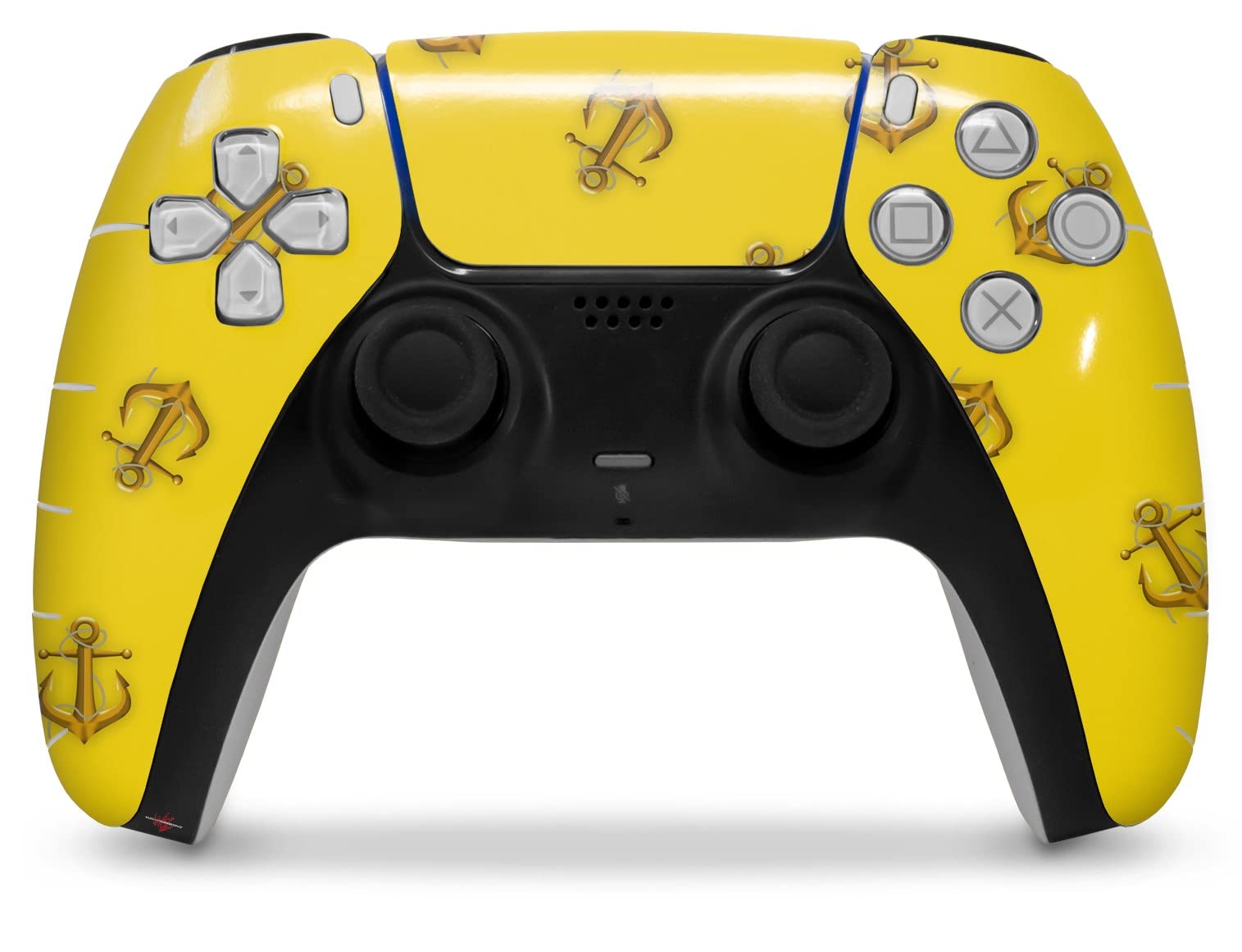 WraptorSkinz Skin Wrap compatible with Sony PS5 DualSense Controller Anchors Away Yellow (CONTROLLER NOT INCLUDED)
