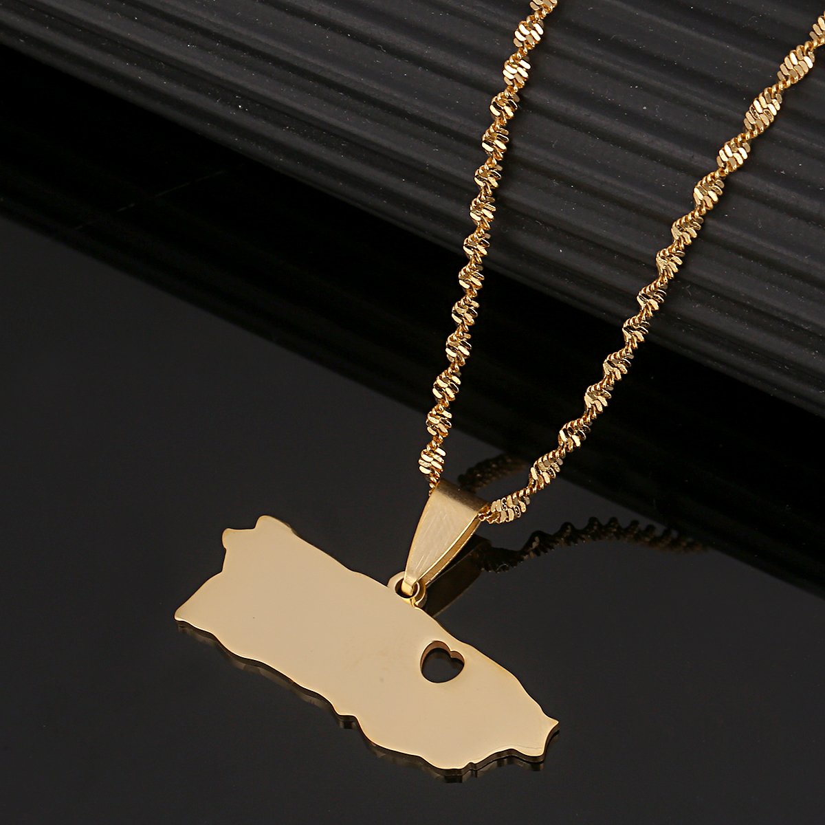 Stainless Steel Puerto Rico Map Pendant Necklaces Puerto Ricans Map Jewelry