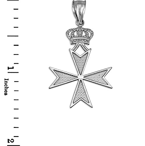 Sterling Silver Maltese Cross Royal Crown Pendant