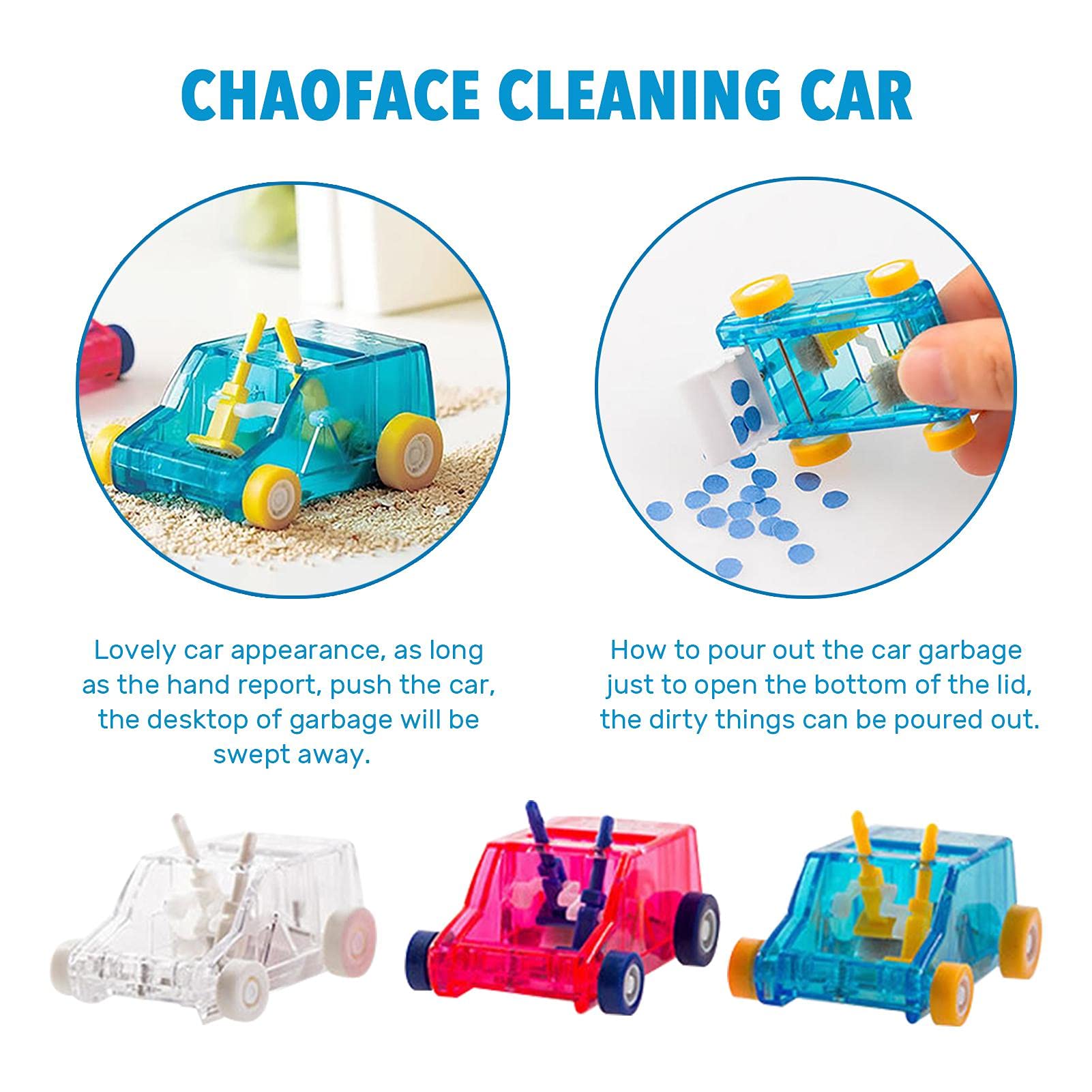 ZHIPAI 3PCS Car Table Dust Cleaning & Stationery Keyboard Desktop Dust Cleaner Confetti Pencil Eraser Dust Sweeper Toy (Random Color)