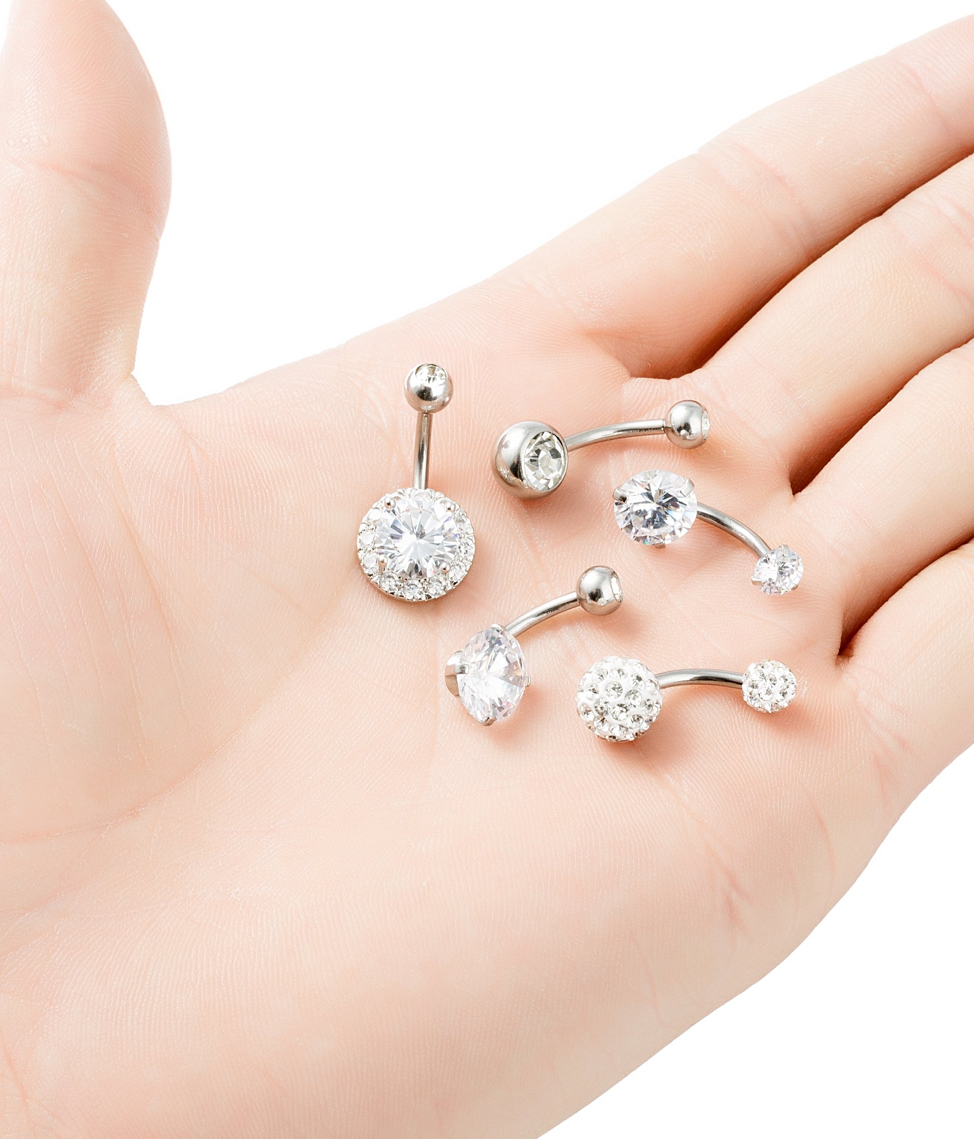 REVOLIA 14G Stainless Steel Belly Button Rings for Women Navel Rings CZ Body Piercing
