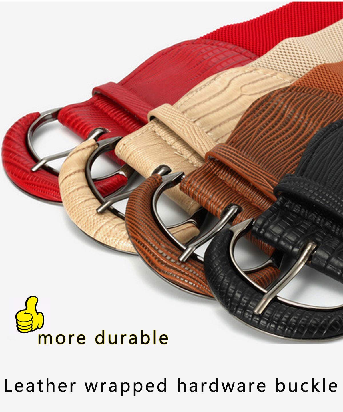 Yuni Sophy 3 pieces of women's wide belts, waist belts, leather elastic belts, ladies dresses, decorative belt hooks (Black, Large)