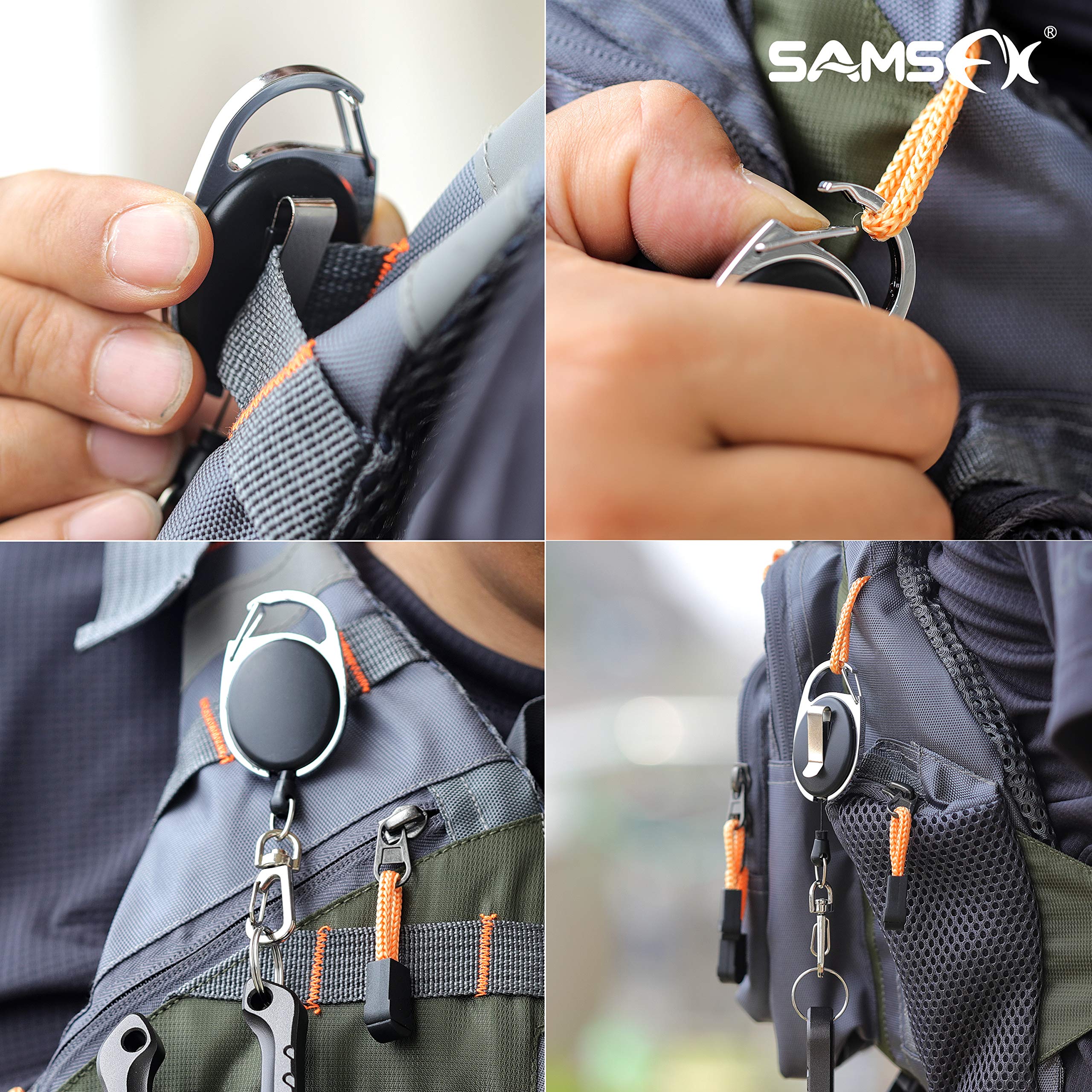 SAMSFX Fly Fishing Zinger Retractor for Gear Tools Holder (Clip on Back Retractor with Swivel Clips)