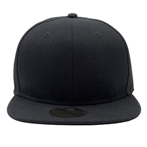 Utmost Classic Snapback Baseball Cap Hat Hip Hop Style Flat Bill Visor Blank Solid Color Camouflage Adjustable Size (Black)