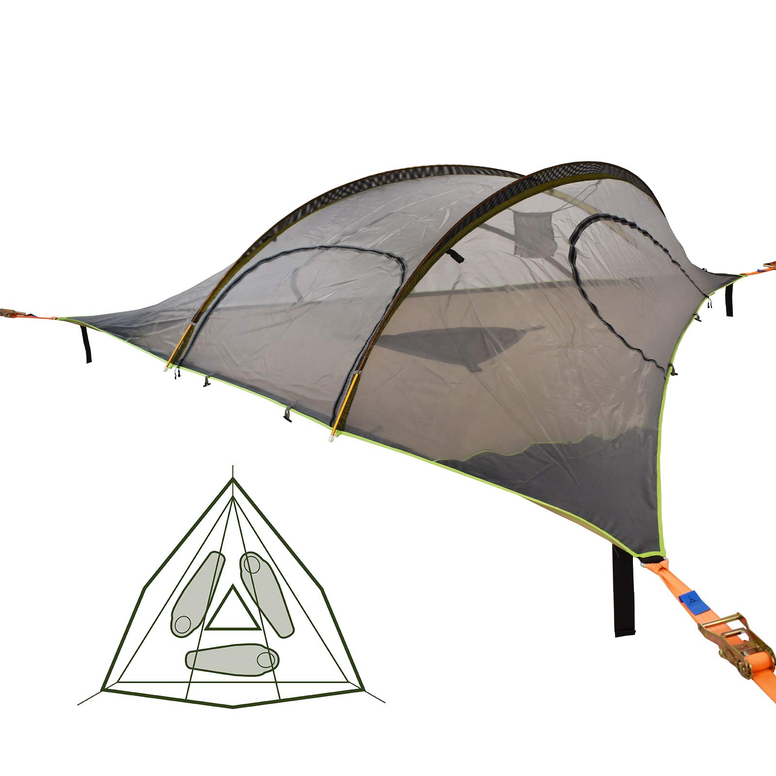 Tentsile Safari Stingray 3-Person Hammock Tree Tent - Waterproof, Portable for Hiking, Camping, Backpacking- 440kg/880lbs