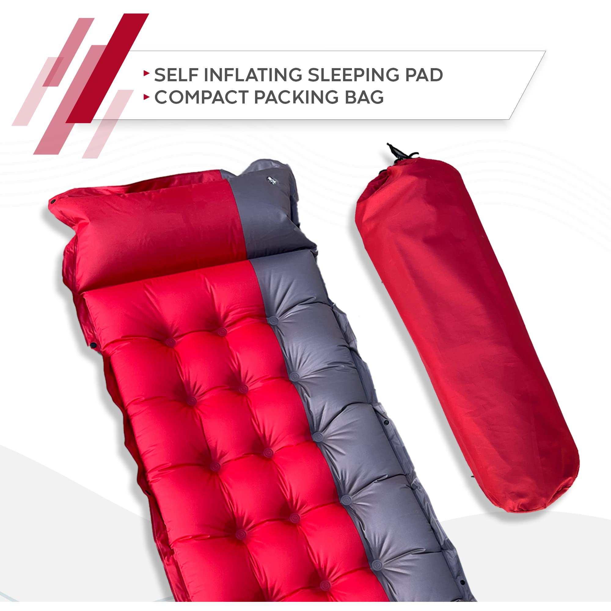 UCAMP Self Inflating Sleeping Pad β 74 x 26-inch Inflatable Camping Pad with Cushion β Lightweight Portable Camping Sleeping Pad β Waterproof Air Mattress for Hiking, Backpacking, Outdoor