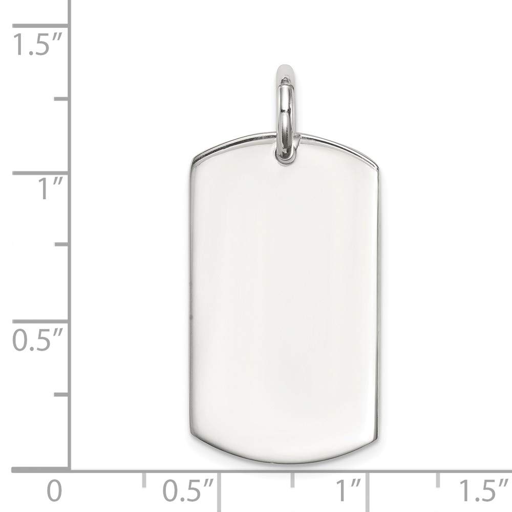 Solid 925 Sterling Silver Dog Tag Engravable Pendant Charm - 33mm x 16mm