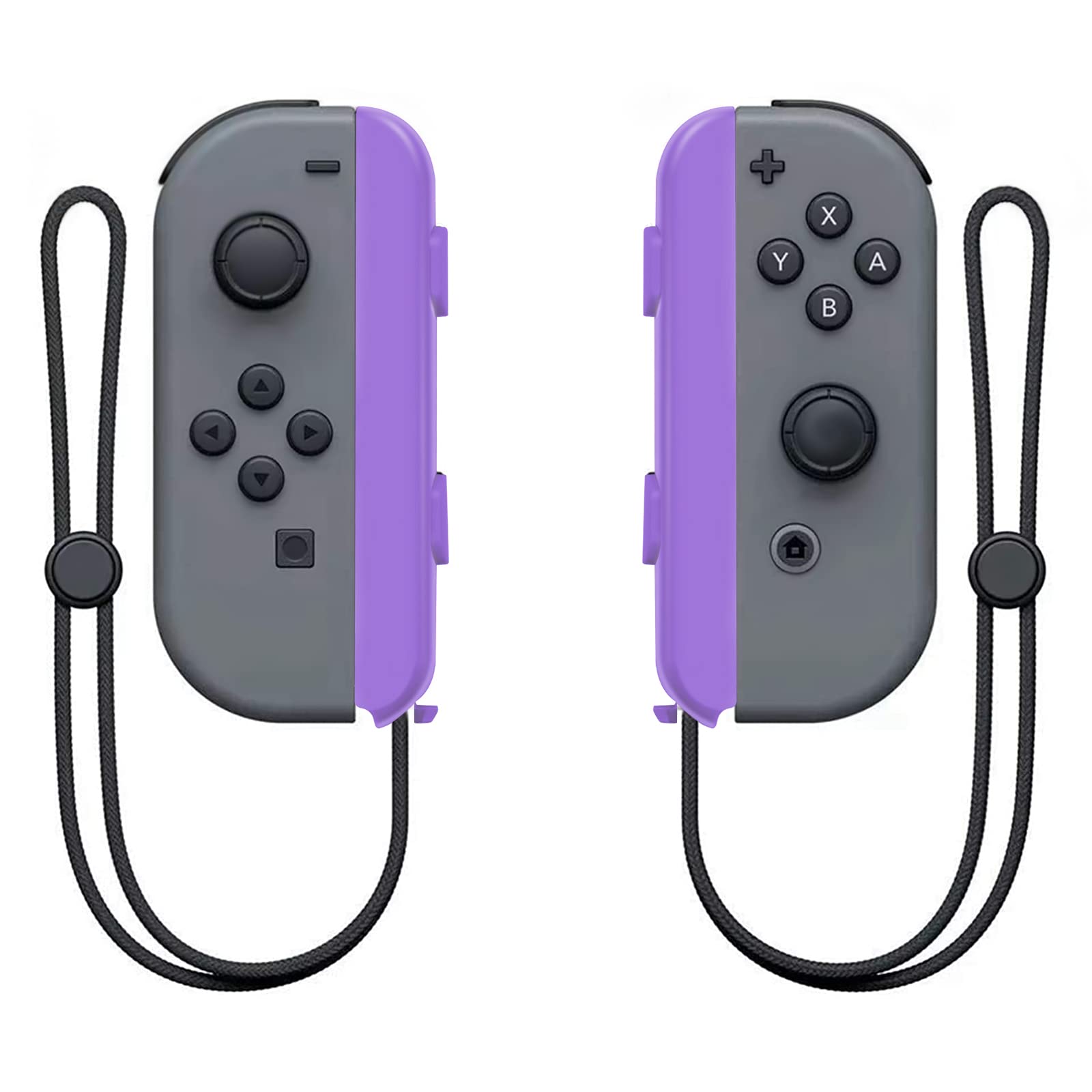 XBERSTAR1pair Straps for Switch Original .Con Strap with Thumb Grips Cap (Purple&Black Straps)