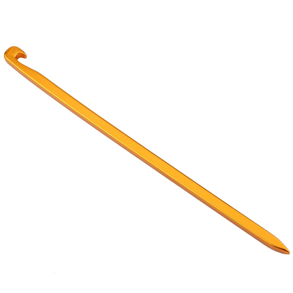 Tent Stake, 10Pcs 16cm/6.29in Outdoor Heavy Duty Galvanized Non-Rust Tent Pegs, Aluminum Camp Awning Canopy Accessories Tent Rock Stakes Pegs Nails for Camping(Gold)