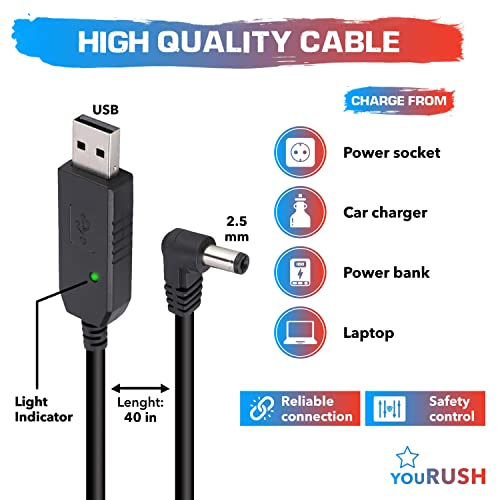 youRUSH 2 Pack BL-5 Extended BAOFENG Battery 3800mAh with USB Charging Cables - Compatible with UV5R, BF-F8HP, UV-5X3 Radio - BAOFENG Accessories Set of BAOFENG BF-F8HP Battery, BAOFENG UV5R Battery