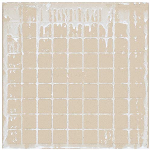 SomerTile FRC8TWVT Fifties Ceramic Floor and Wall Tile, 7.75" x 7.75", White/Grey