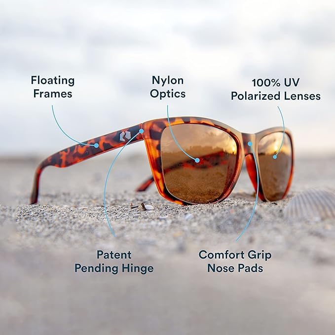 Rheos Sapelos Floating Polarized Sunglasses | 100% UV Protection | Ideal for Fishing and Boating (Tortoise | Rose)