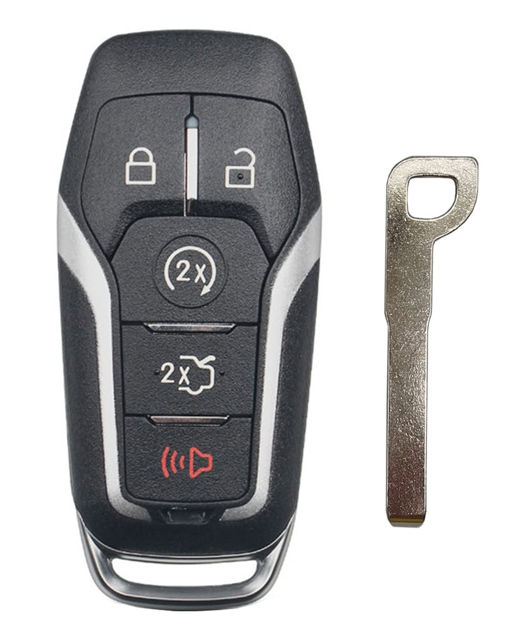 Replacement Key Fob Case Shell Fit for Ford Edge Explorer Mustange Fusion 5 Buttons Keyless Entry Smart Remote Key Fob Cover Casing with Uncut Blade Blank (Black)