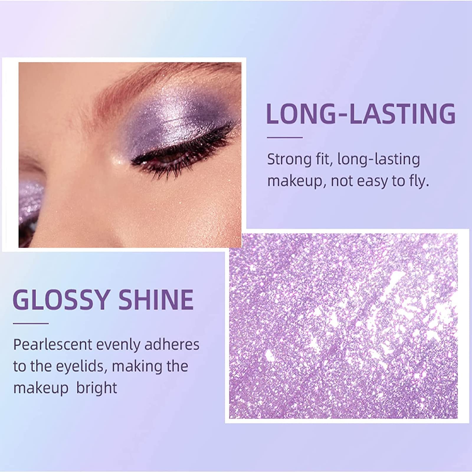 Rosarden Liquid Glitter Eyeshadow, Violet Liquid Eye Glitter, Purple Liquid Eyeshadow, Metallic Eyeshadow Makeup, Sparkling Eye Shadow Shimmer Glitter Highlighter, Quick Drying Long Lasting-Light Purple