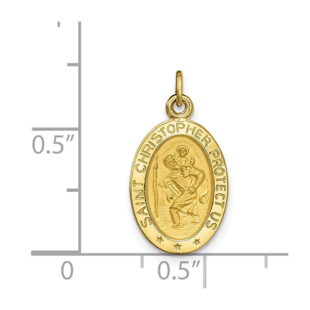 Sonia Jewels 10k Yellow Gold Solid Satin Polished St. Christopher Pendant (25mm x 11mm)
