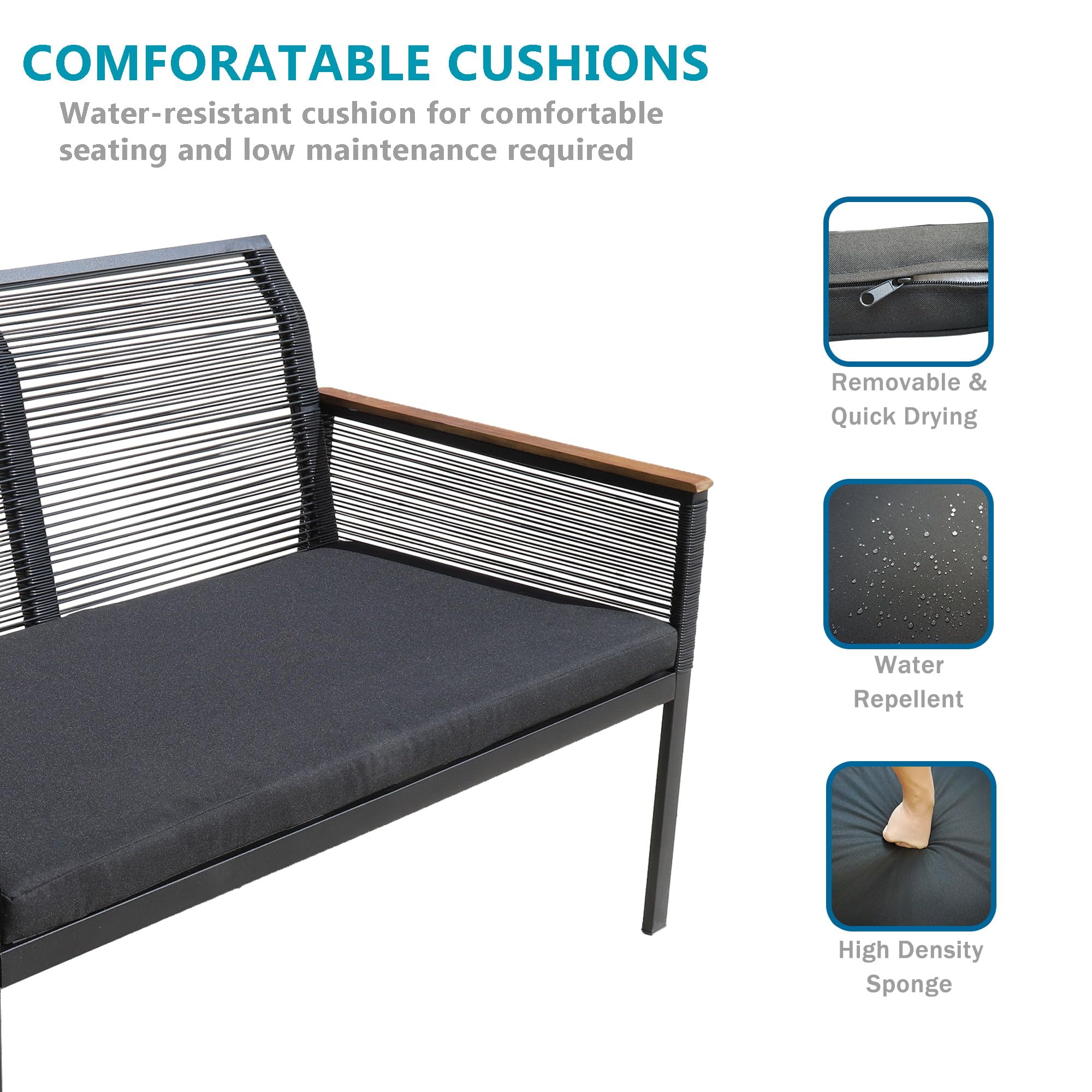 Patio Sectional Sofa - 3 Piece Outdoor Conversation Furniture Set, Brown Wicker, Beige Cushions