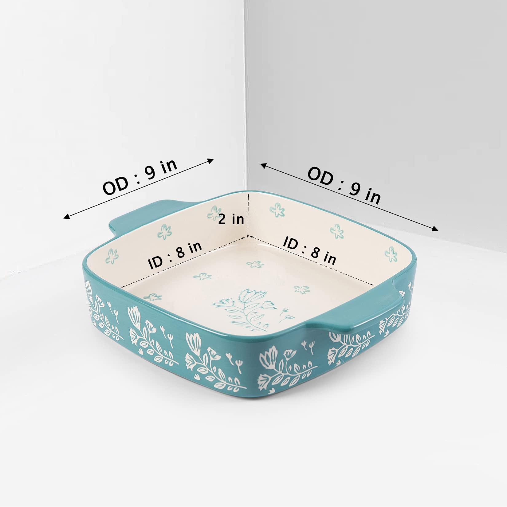 Wisenvoy Baking Dish 9x9 Baking Pan Ceramic Brownie Pan Casserole Dish 2-pecs Lasagna Pan Square Bakeware Sets Dish Pan