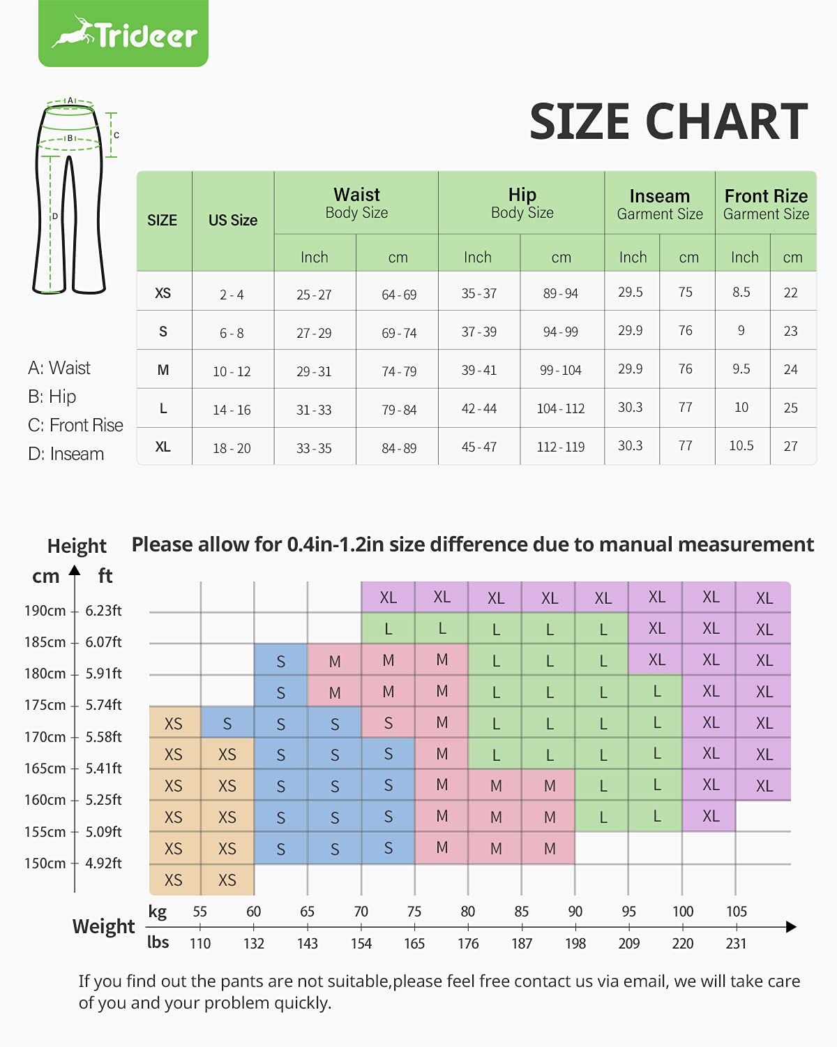 Trideer Bootcut Yoga Pants Yoga Legging Black