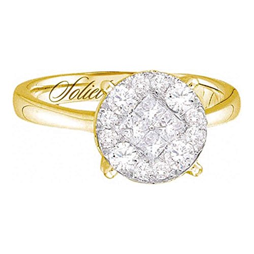 Sonia Jewels Size 10-14k Yellow Gold Diamond Cluster Bridal Wedding Band Engagement Ring 1.00 Cttw