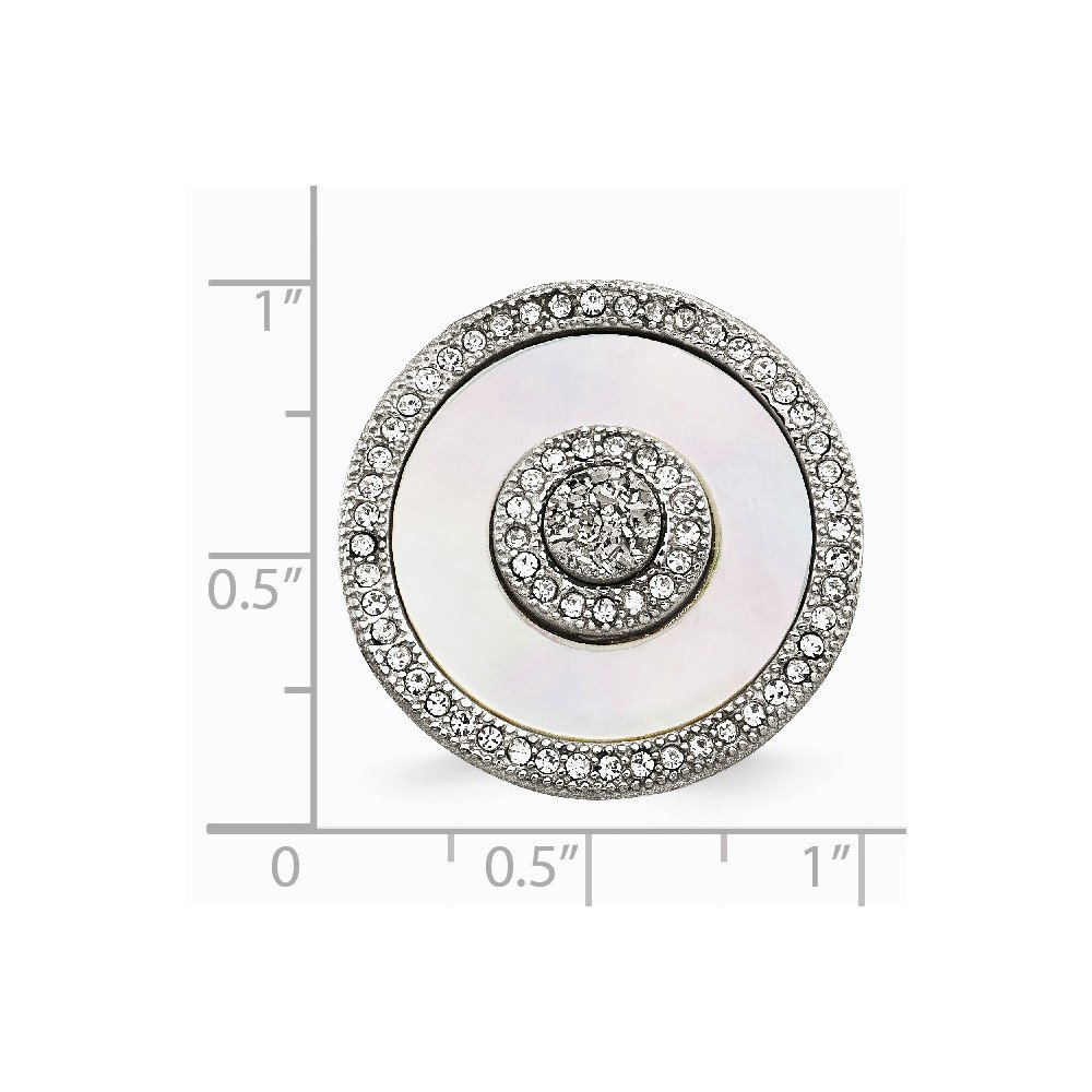 Solid Stainless Steel Mother of Pearl/Druzy Quartz and Crystal Ring Band Size 7