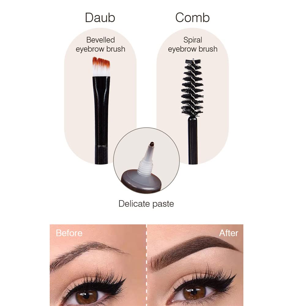 Tinted Thickening Eyebrow Mascara with Two Eyebrow Brushes,Brow Fast Sculpt,Waterproof,Transfer-proof,Eyebrow Tinting Kit- Cruelty Free - Light Medium Brown (2 Pack) (01 Brown)