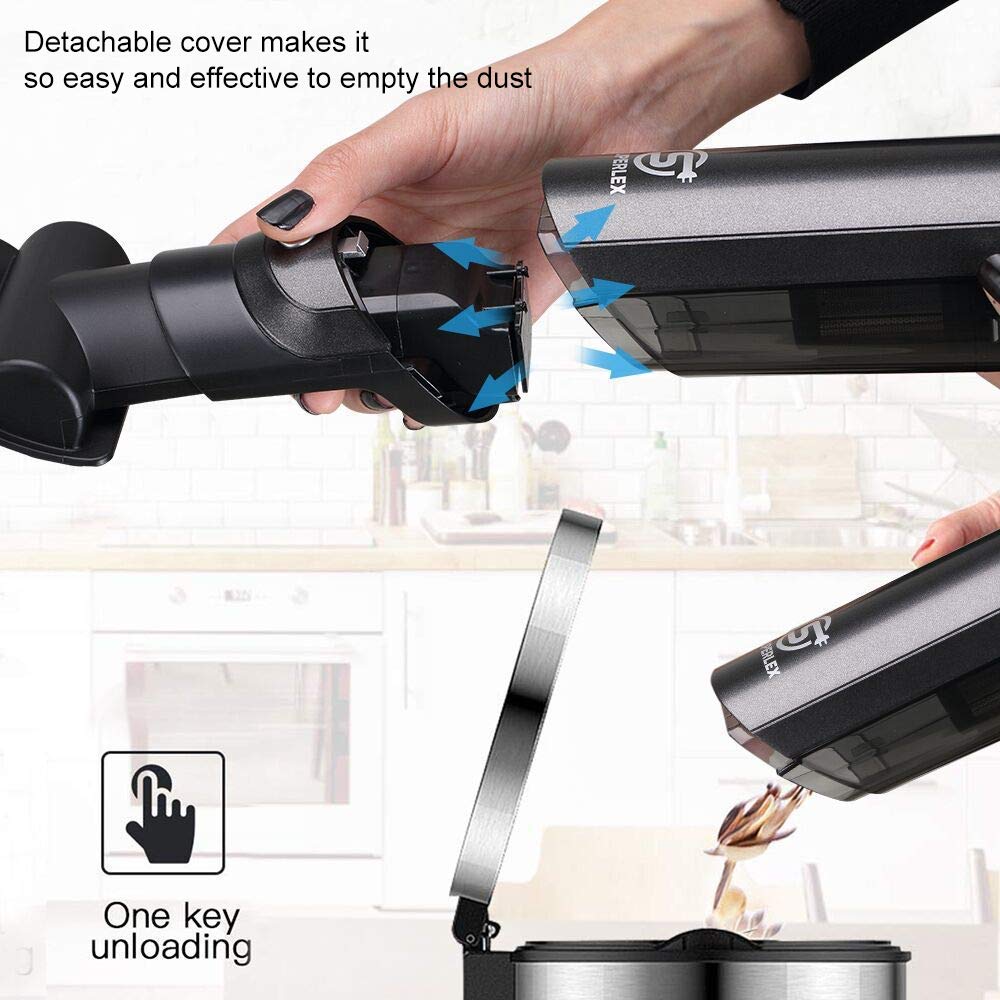 SUPERLEX Handheld Cordless Vacuum Cleaner Rechargeable, Hand Vacuum Cleaner Rechargeable with 2 Suction Modes with Charging Base for Pet, Car, House Cleaning, Furniture, Kitchen