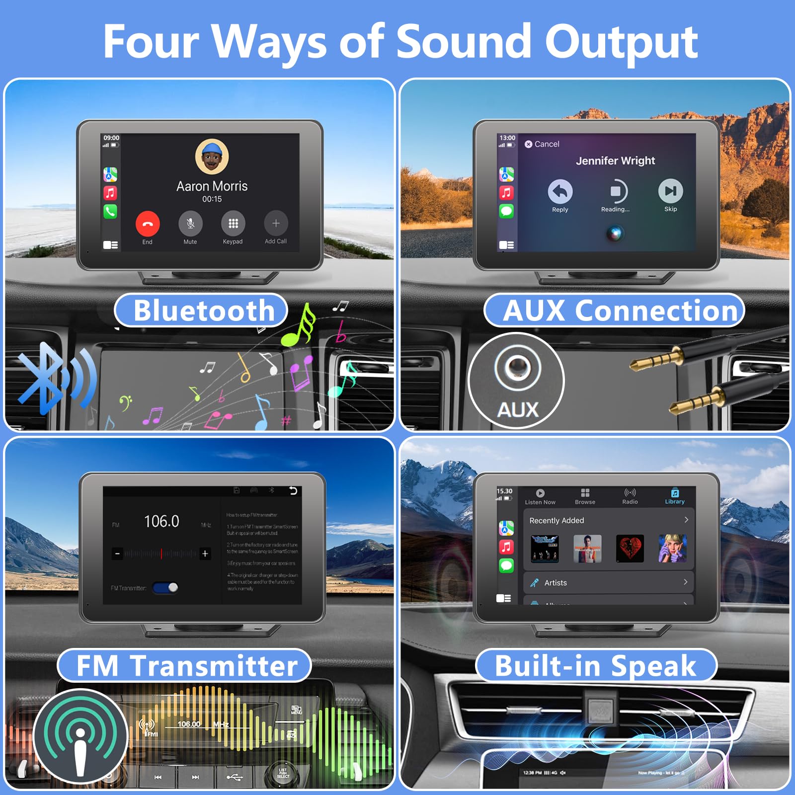 Portable Wireless Carplay Car Stereo - 7'' HD Touch Screen Carplay & Android Auto, 1080p Backup Camera, GPS Navigation Drive Mate with Mirror Link/AUX/FM/Bluetooth for All Vehicles