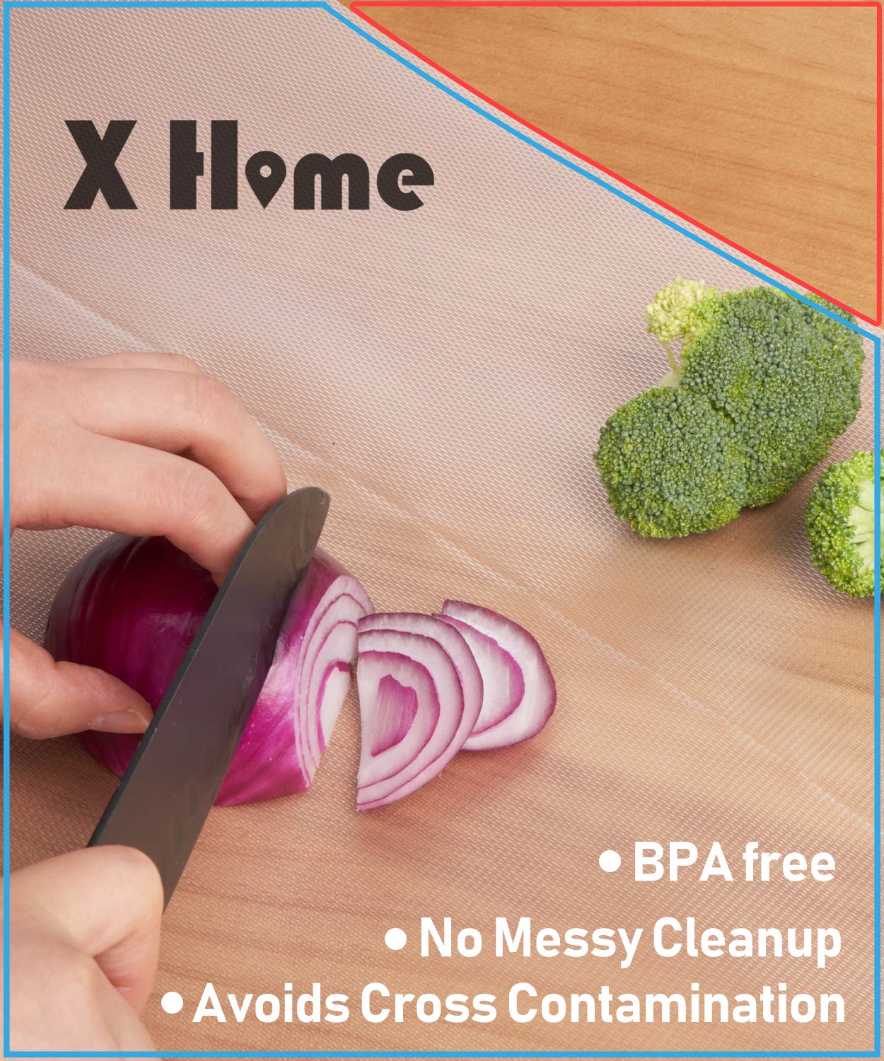 X Home Disposable Cutting Board with Built-In Cutter, for Kitchen, Camping, BBQ, RV, Traveling, Outdoor Activities, Food Grade Plastic, 12 In x 25 Ft