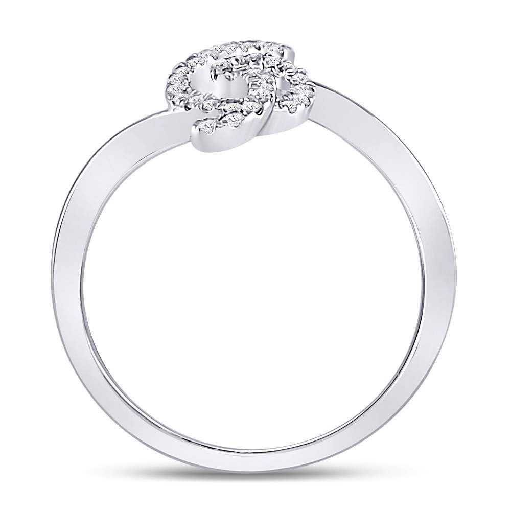 The Diamond Deal 10kt White Gold Womens Round Diamond Treble Clef Music Note Fashion Ring 1/6 Cttw