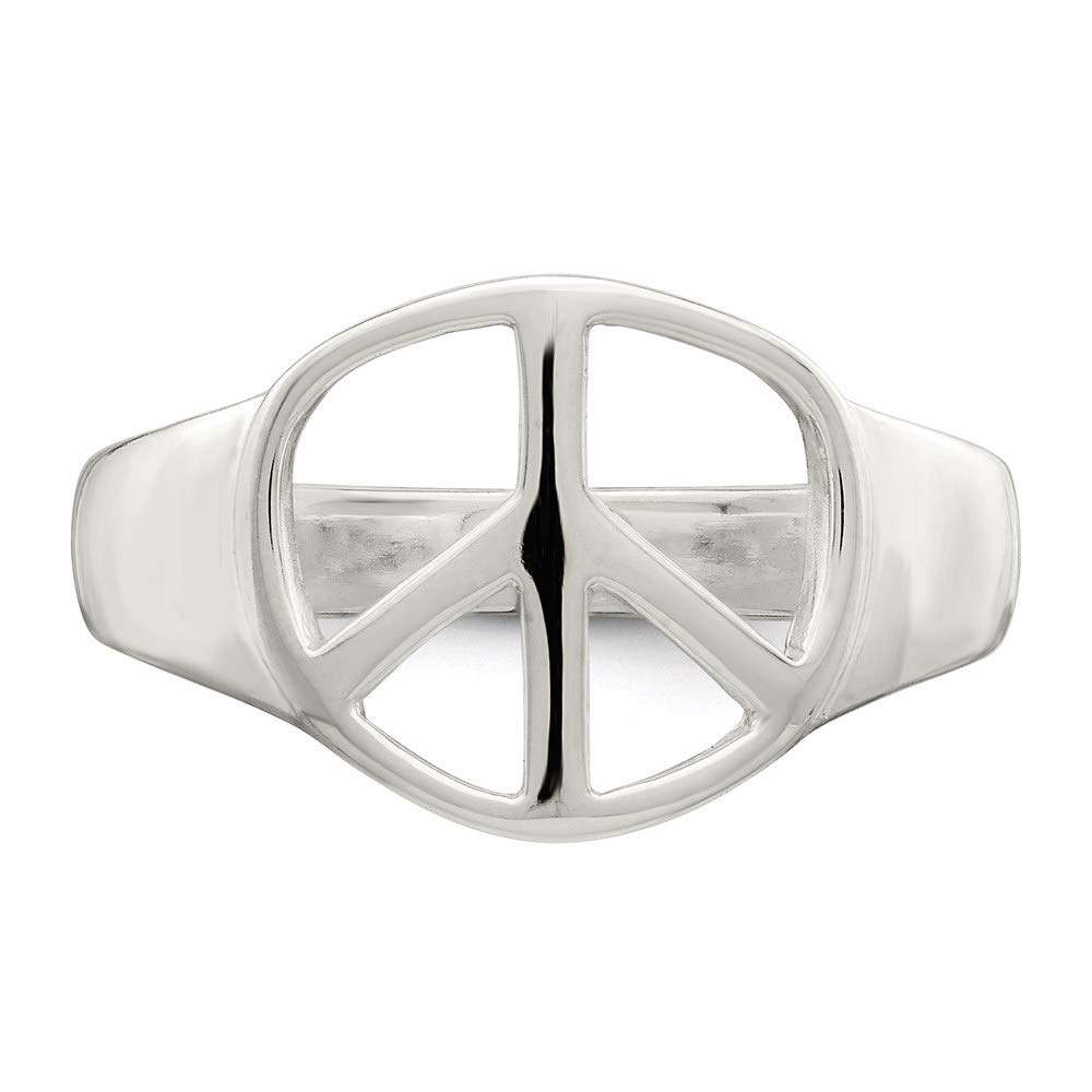 Sterling Silver Peace Sign Ring QQR2653-7
