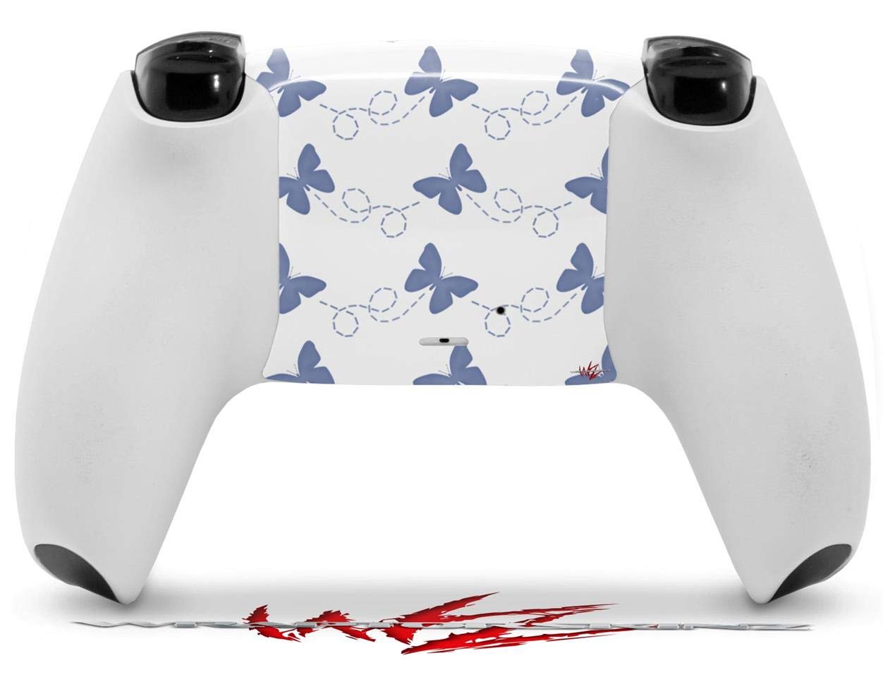 WraptorSkinz Skin Wrap compatible with Sony PS5 DualSense Controller Pastel Butterflies Blue on White (CONTROLLER NOT INCLUDED)