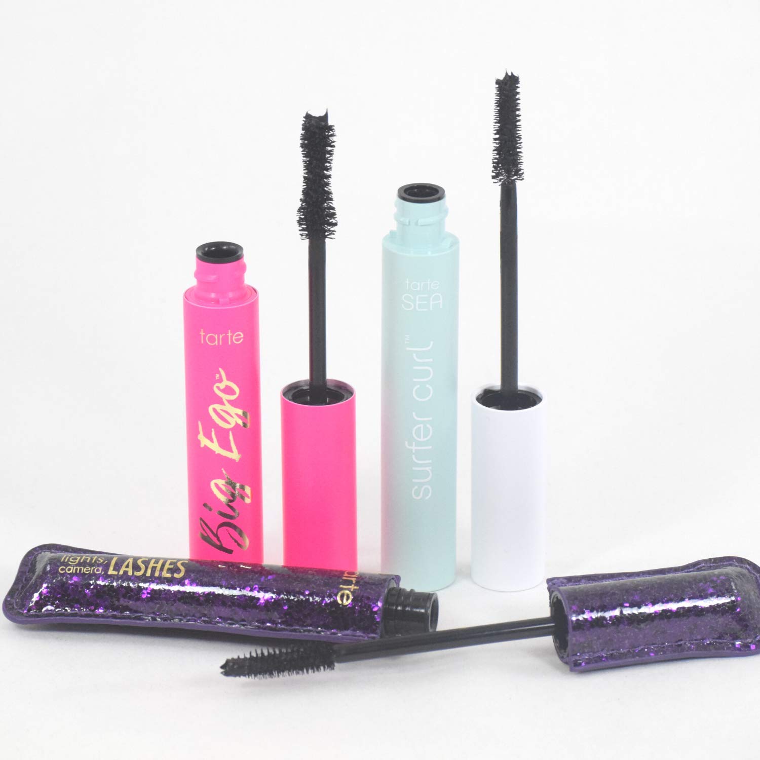 Tarte Lash Holiday 3-in-1 Full Size Black Mascara Cosmetics Gift Set - Surfer Curl, Lights Camera Lashes, Big Ego