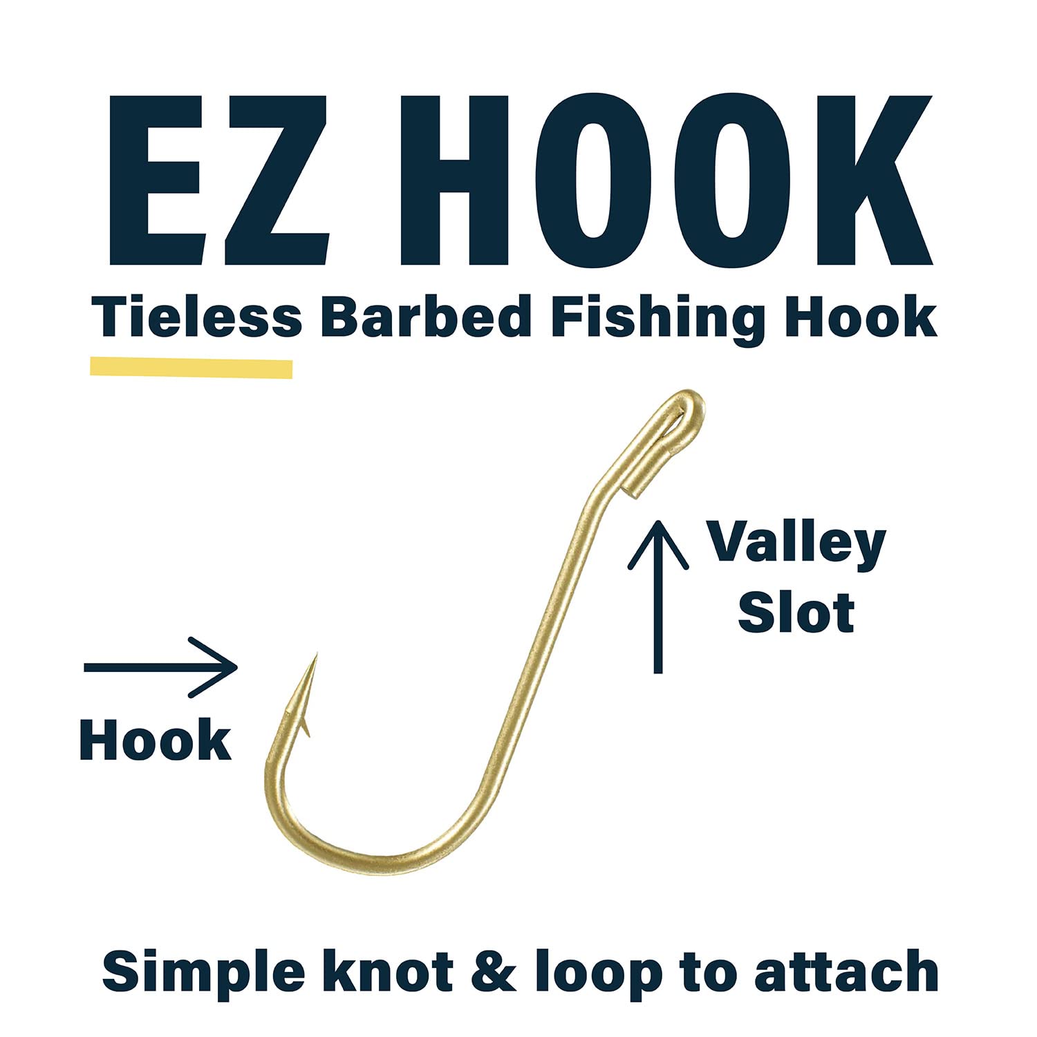 Valley Tieless Fishing, EZ Fishing Hook, Freshwater Barbed Hook Set, 5 Pack #6 Gold Hooks