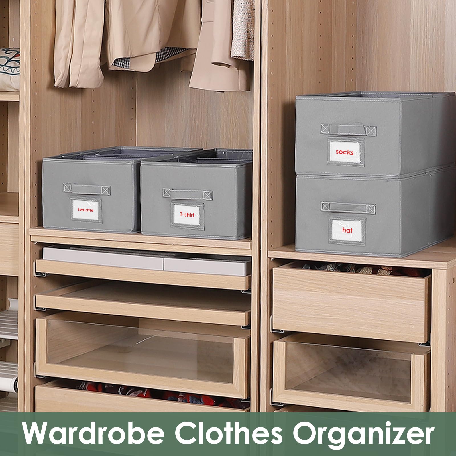 SHINGONE Closet Organizers and Storage, Large Jeans Organizer for Closet, Wardrobe Clothes Organizer, Clothes Organizer Washable Foldable Drawers Organizer for Clothing, Jeans Pants Sweater, 3 Pack